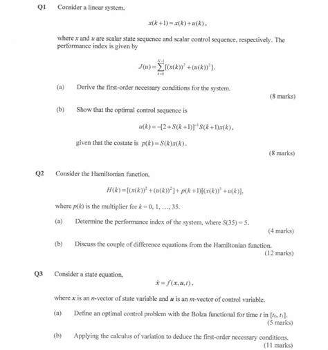 Q1 Consider A Linear System X K 1 X K U K Studyx