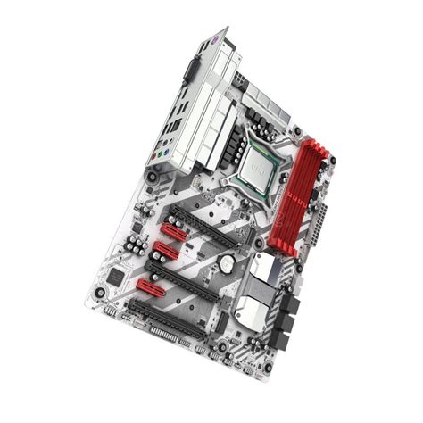 Motherboard With Realistic Chips And Slots Isolated On White Background 3d Render Without Shadow