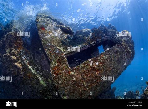 Gun Turret Shipwreck Wreck On Sandy Bottom Spanish Armoured Cruiser