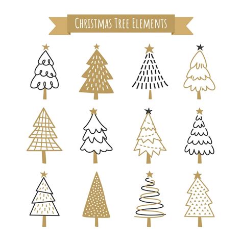 Kerstboom Tekening Met Een Onregelmatige Potlood Lijn Gratis Iconen
