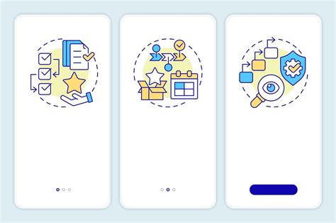 Shop Floor Control Orders Onboarding Mobile App Screen Walkthrough 3 Steps Editable Graphic