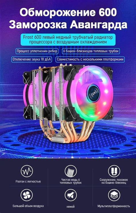 Кулер Coolangel для процессора с 6 тепловыми трубками, 3 вентилятора ...