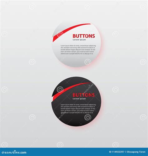 Black And White Button Set Round And Square Buttons Stock Illustration
