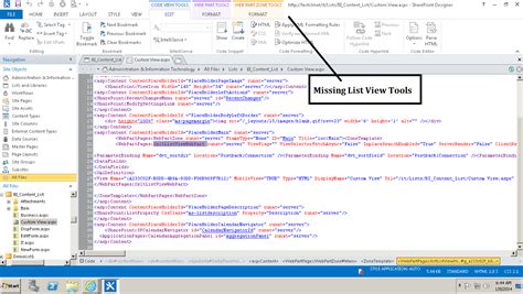List View Tools Tab Missing In Sharepoint Designer 2013 Stack Overflow