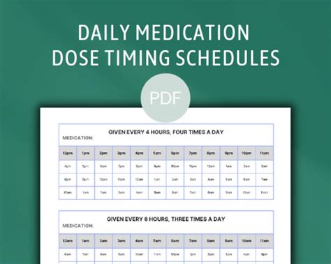 Medicine Daily Dosing Schedule I Medication Time I Dose Timing Etsy