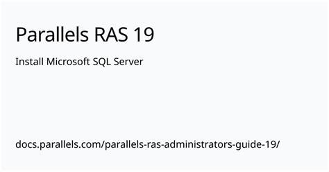 Install Microsoft Sql Server Parallels Ras 19