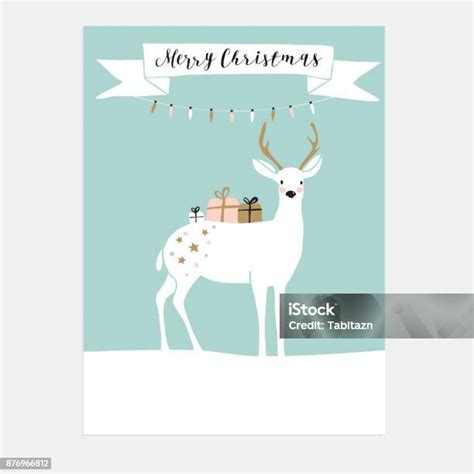 Kartu Ucapan Natal Yang Lucu Undangan Dengan Rusa Dan Kotak Hadiah