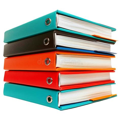 Colorful Binders Stacked Office Organization Document Files Isolated On