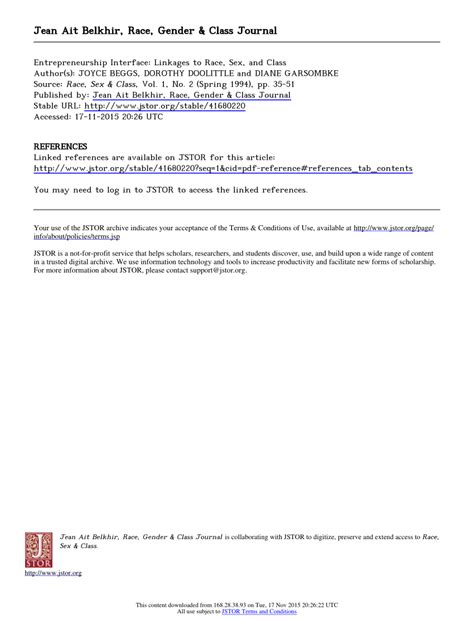 Pdf Entrepreneurship Interface Linkages To Race Sex And Class Pdf Entrepreneurship Interface Linkages To Race Sex And Class