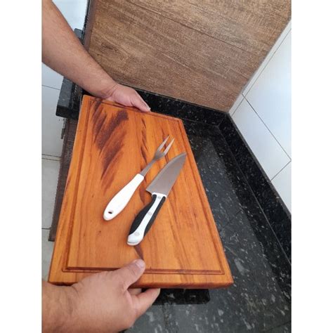 Tábua De Churrasco Grande Corte Carne Madeira Maciça Cozinha x cm Shopee Brasil