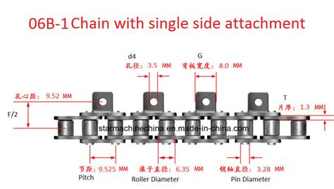 High Quality Manufacturer 06b 1 A1 K1 Attachment Conveyor Chain For