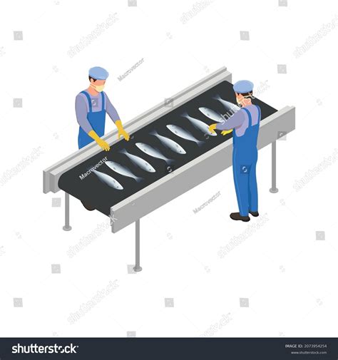 Fish Industry Seafood Production Isometric Composition Stock Vector