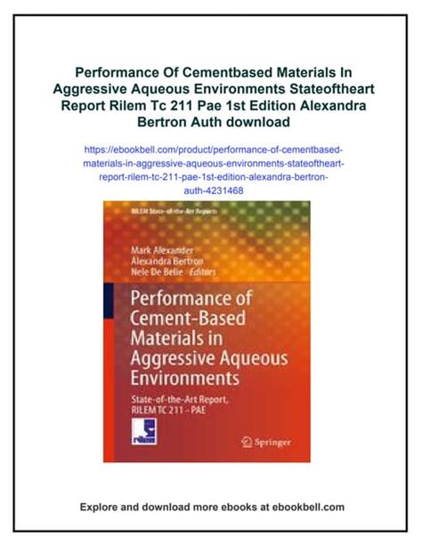 Performance Of Cementbased Materials In Aggressive Aqueous Environments Stateoftheart Report