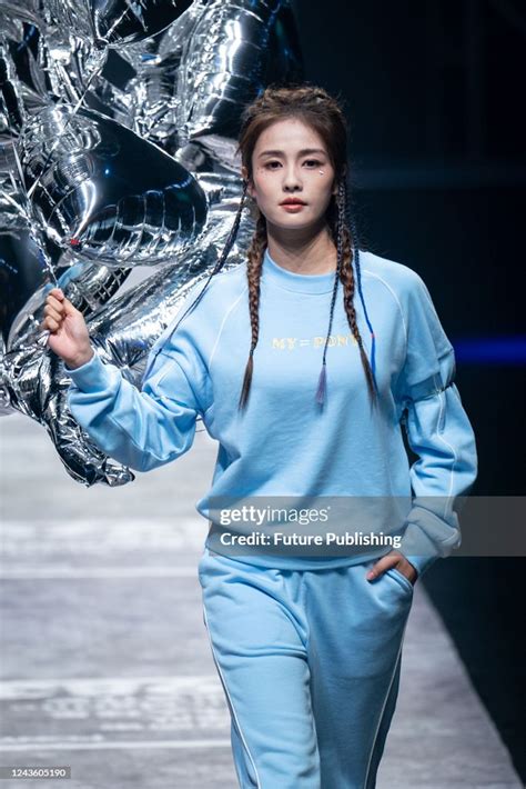 Shanghai China September 29 2022 Actress Bai Lu Wears A Blue