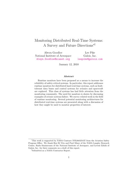 pdf monitoring distributed real time systems a survey and future