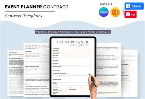 Event Planner Contract Template Edit In Canva Event Planner Client