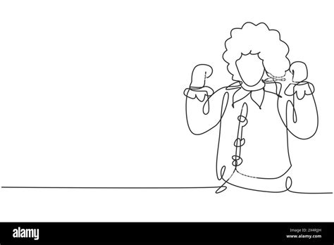 Single Continuous Line Drawing Clown With Celebrate Gesture Wearing