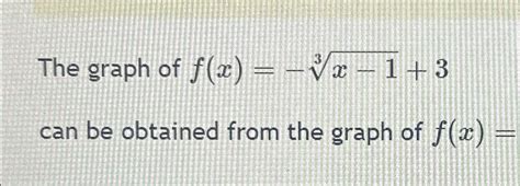 Solved The Graph Of F X X Can Be Obtained From The Chegg Com