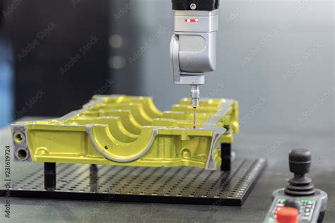 Close Up Touch Probe Of Automatic Coordinate Measurement Machine By Cmm Inspection Dimension