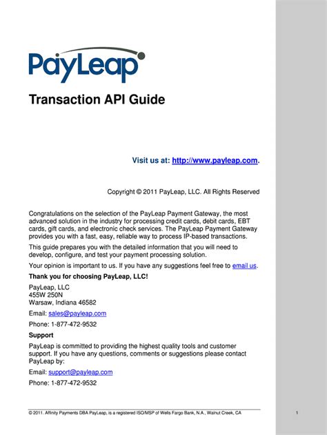 Fillable Online Transaction Api Guide Fax Email Print Pdffiller