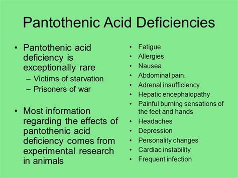 Pantothenic Acid Deficiency