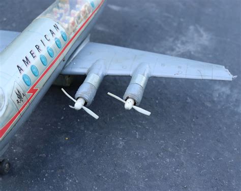 Rare Rosko Toy American Airlines Tin Toy Airplane W Box Vickers