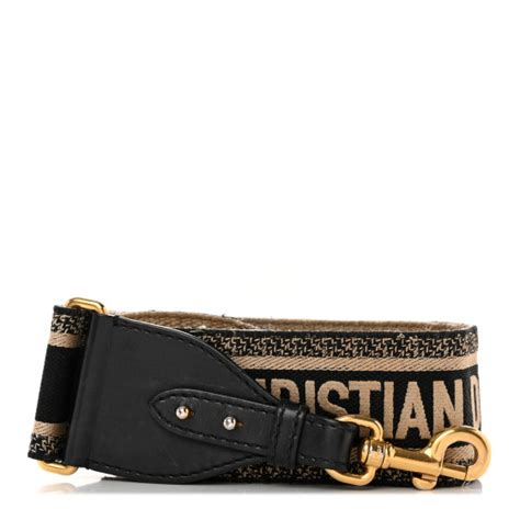 Christian Dior Canvas Embroidered Shoulder Strap Black 1313935