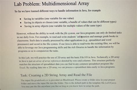 Solved Cse 110 Lab 10 Lab Topics Multidimensional Array 2d