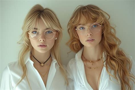 Premium Photo Two Beautiful Blonde Girls In White Shirt Hot