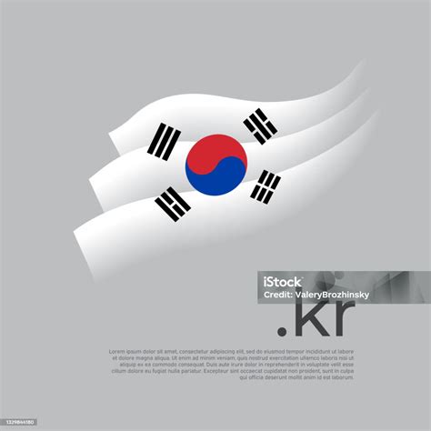 대한민국 국기 수채화 흰색 배경에 한국 국기의 줄무늬 색상 벡터 양식화 된 디자인 국가 포스터 Kr 도메인 텍스트 에 대 한