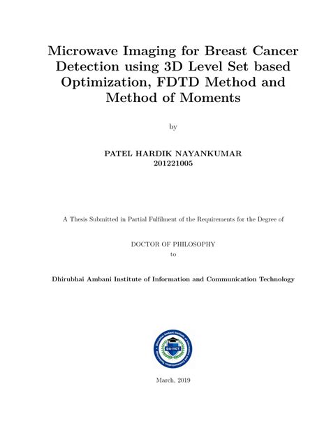 Pdf Microwave Imaging For Breast Cancer Detection Using 3d Level Set Based Optimization Fdtd