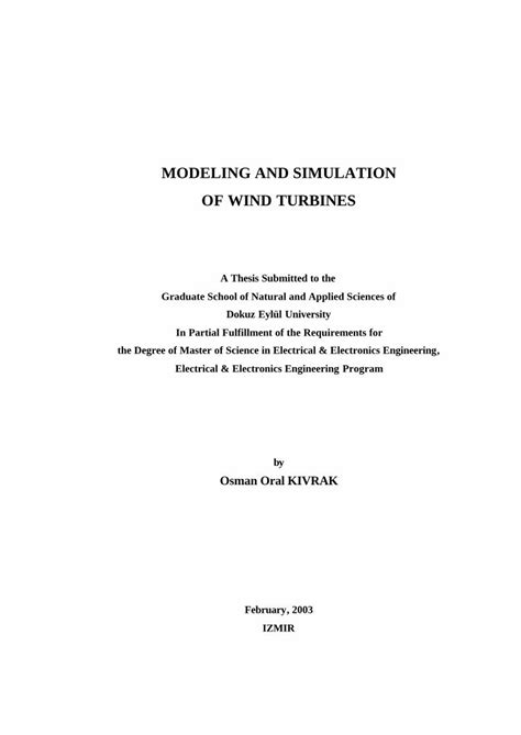 Pdf Modeling And Simulation Of Wind Turbines Dokumentips