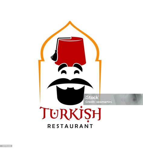Ikon Atau Lambang Koki Restoran Masakan Turki Ilustrasi Stok Unduh