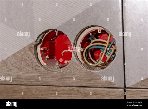 Plastic Installation Box For Electrical Outlets In Ceramic Tiles Stock