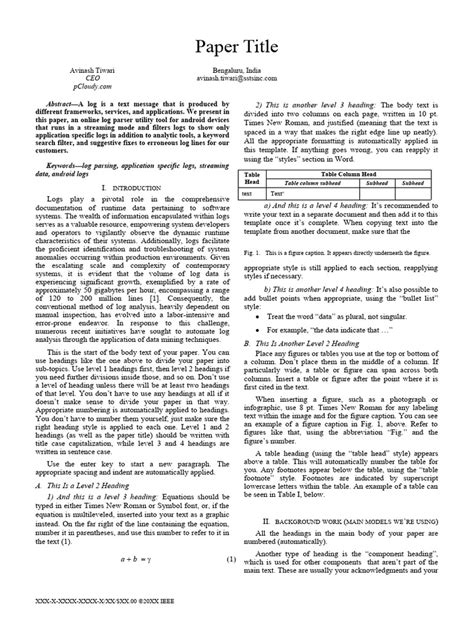 Ieee Paper Format Template Download Free Pdf Letter Case Times