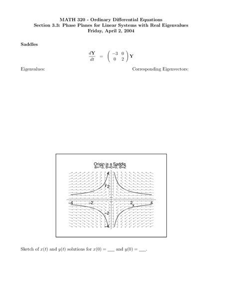 Phase Planes For Linear Systems With Real Eigenvalues Assignment