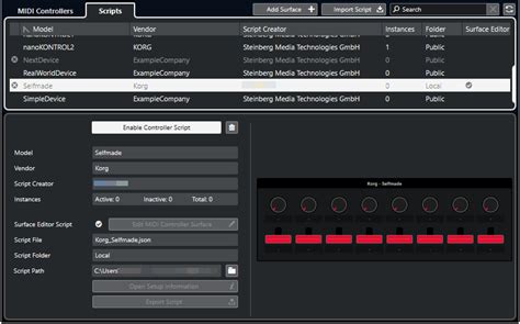 Midi Remote Manager Scripts Tab