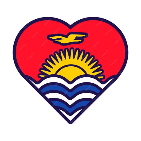 국가 키리바시 국기 색상의 애국자 심장 키리바시 독립 기념일의 축제 요소 특성 흰색 배경에 고립된 국가 국기의 국가 색상에 있는 만화 벡터 아이콘 프리미엄 벡터