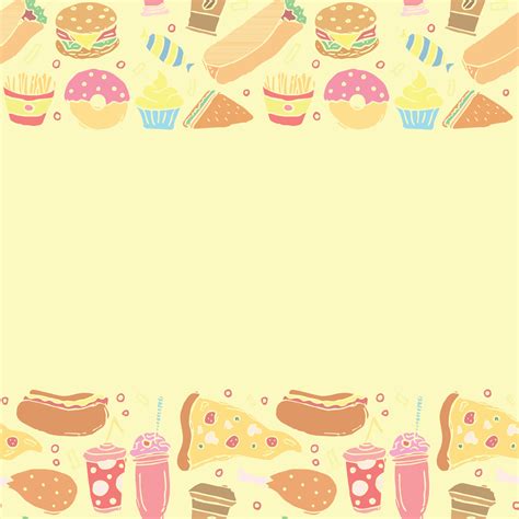 Fast Food Background With Place For Text Doodle Fastfood Icons Drawn