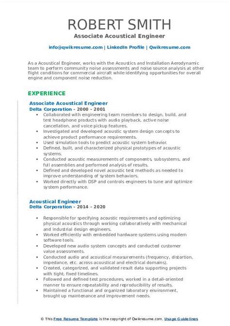10 Acoustical Engineer Resume Samples And Templates For 2025