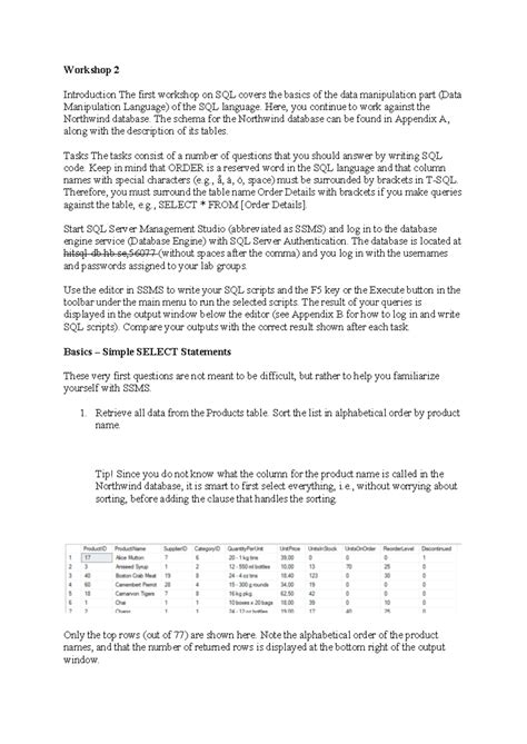 Workshop 2 En Workshop 2 Introduction The First Workshop On Sql Covers The Basics Of The Data