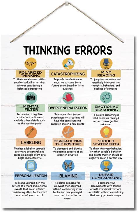 Thinking Errors Decor Sign Hanging Printed Wood Signs