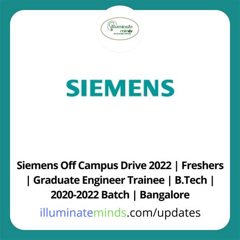 Siemens Off Campus Drive 2022 Freshers Graduate Engineer Trainee