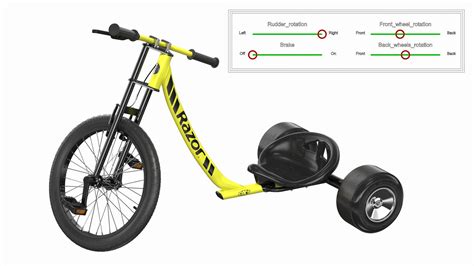 Razor DXT Drift Trike Yellow Rigged 3D Model 99 Max Free3D