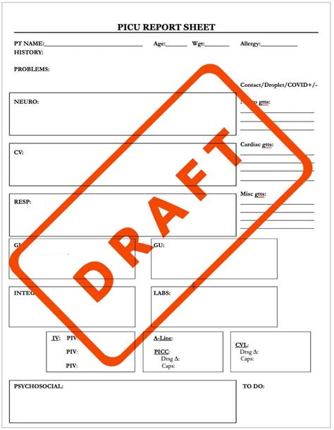 Picu Report Sheet The Gtt Basic Etsy