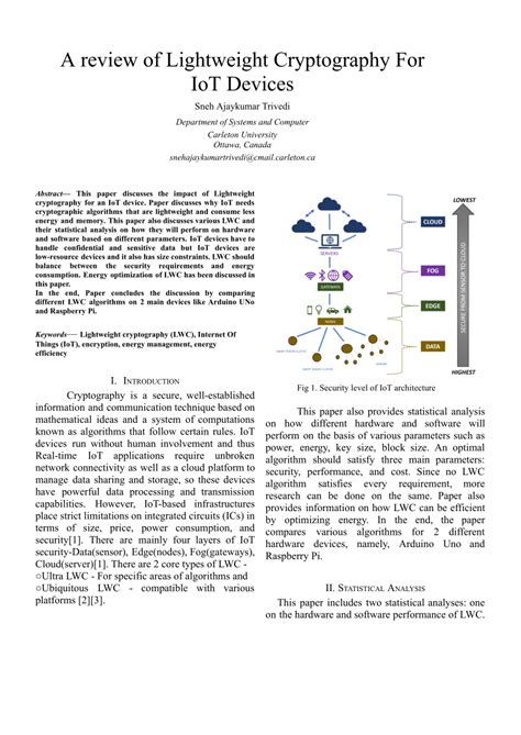 Pdf A Review Of Lightweight Cryptography For Iot Devices