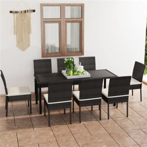 Vidaxl 9 Piece Patio Dining Set Poly Rattan Black 9 Pcs Kroger