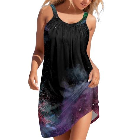 Weaiximiung Women Beach Dress Fashion Stripe Sleeveless Backless