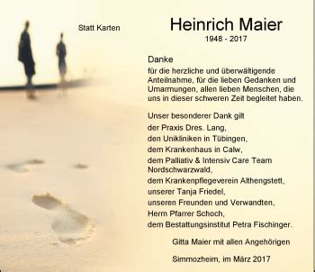 Traueranzeigen von Heinrich Maier Schwarzwälder Bote Trauer