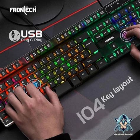 Frontech Wired Gaming Combo Keyboard And Optical Mouse With Rgb Backlight Effects 104 Membrane
